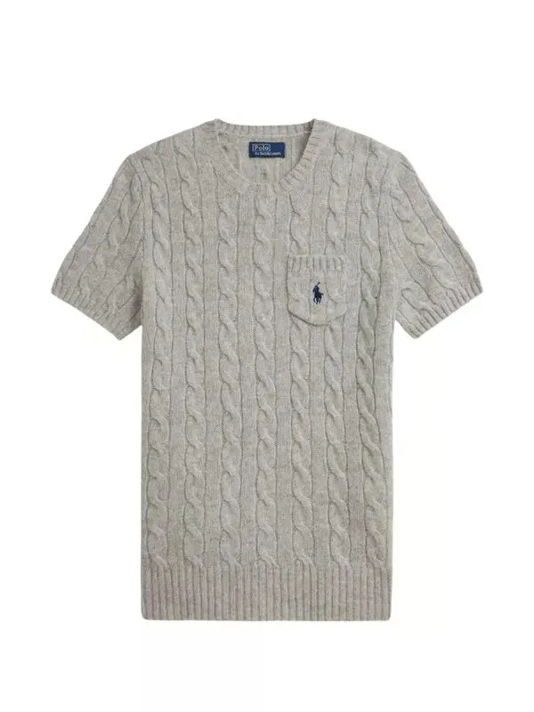 Polo Ralph Lauren Cable-knit Chest-pocket Top - Grey