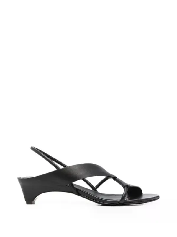 DEL CARLO Leather Slingback Sandals - Black
