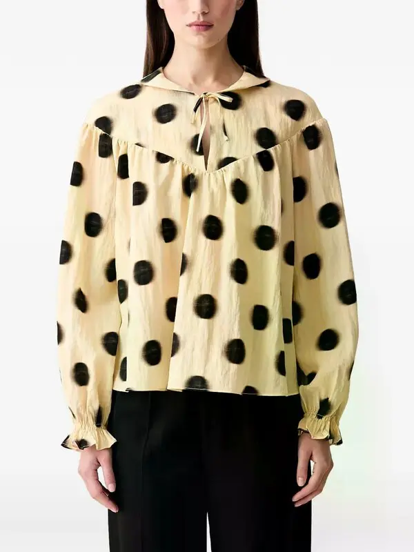 Stine Goya Polka-dot Ruffled Blouse - Yellow