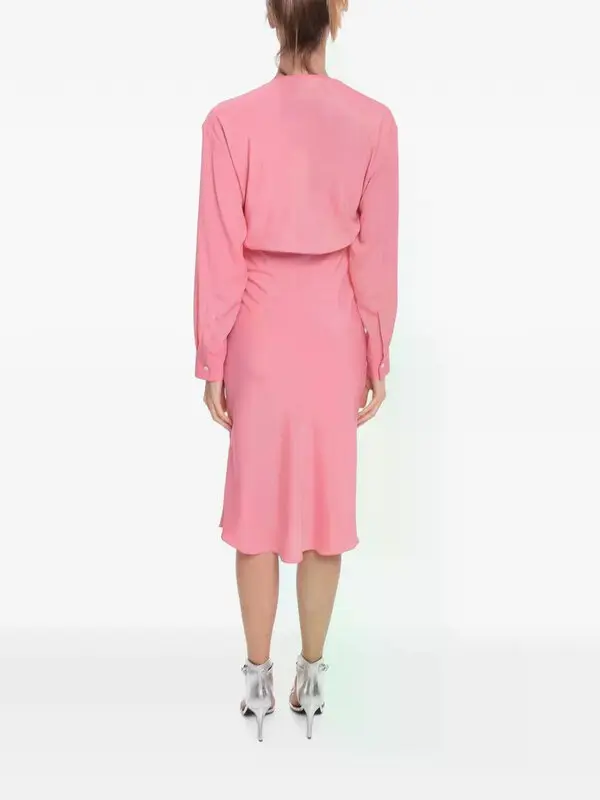 SUPER BLOND Cut-out Long-sleeve Midi Dress - Pink