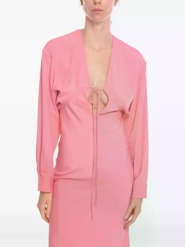 SUPER BLOND Cut-out Long-sleeve Midi Dress - Pink