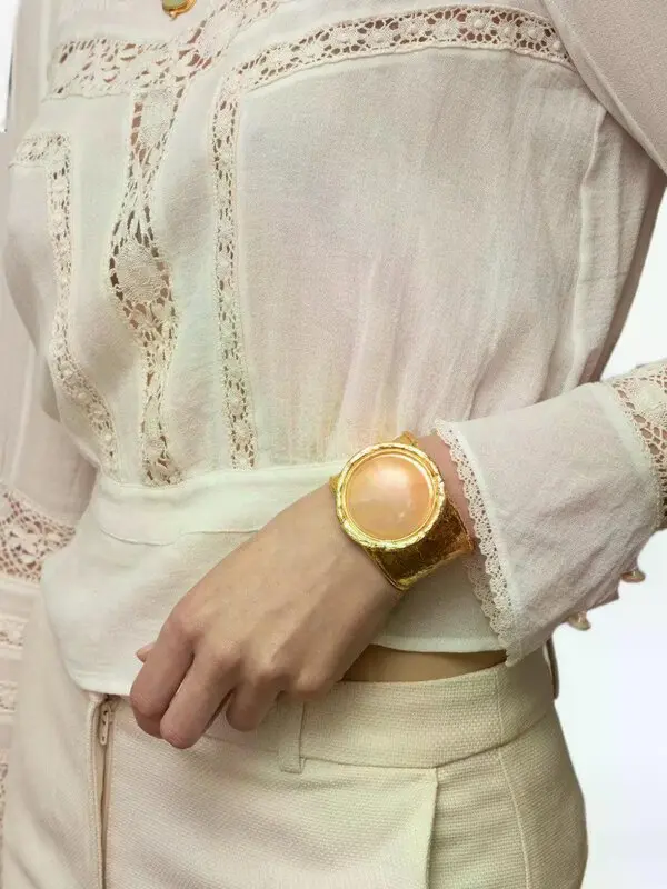 Sylvia Toledano Sphere Quartz-rose Cuff Bracelet