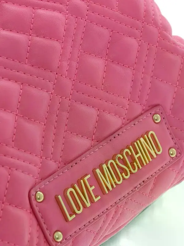 Moschino Detail Quilted Shoulder Bag - Pink