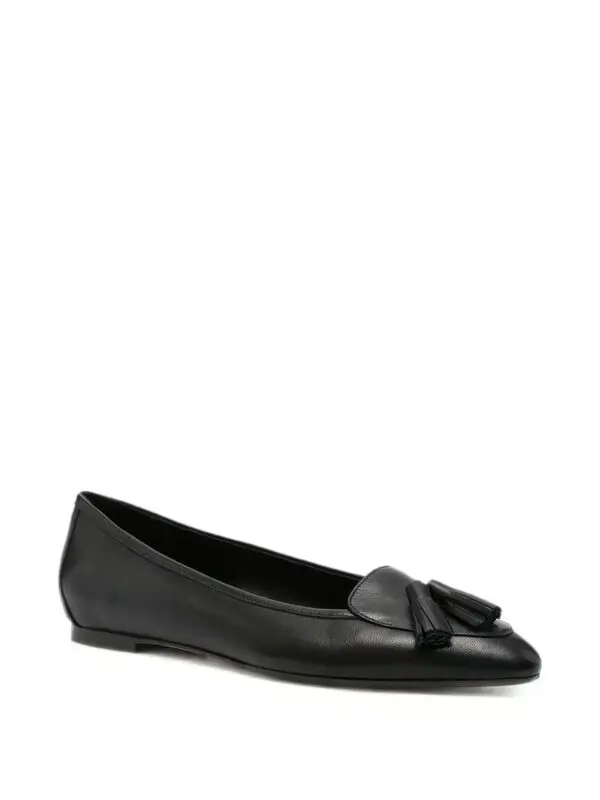 AeydĒ Leather Ballet Flats With Tassel Detail
