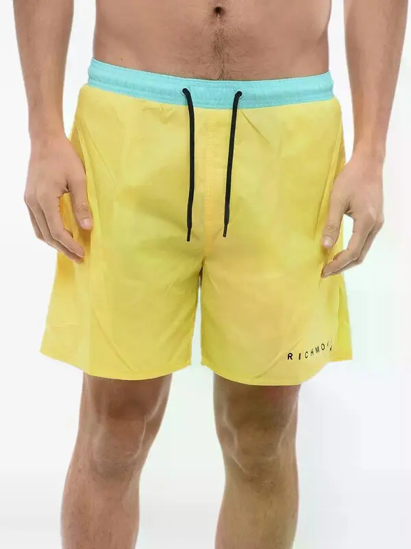 John Richmond Logo-print Drawstring Swim Shorts - Yellow