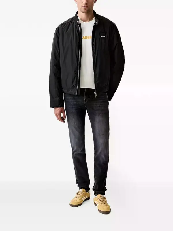 Karl Lagerfeld Logo-print Whiskered Slim-fit Jeans - Black