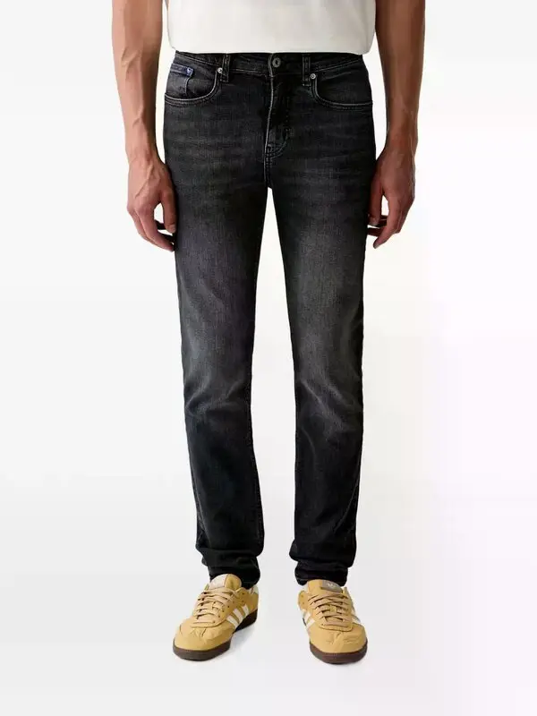 Karl Lagerfeld Logo-print Whiskered Slim-fit Jeans - Black