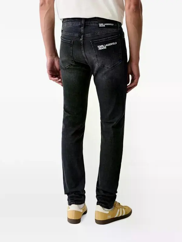 Karl Lagerfeld Logo-print Whiskered Slim-fit Jeans