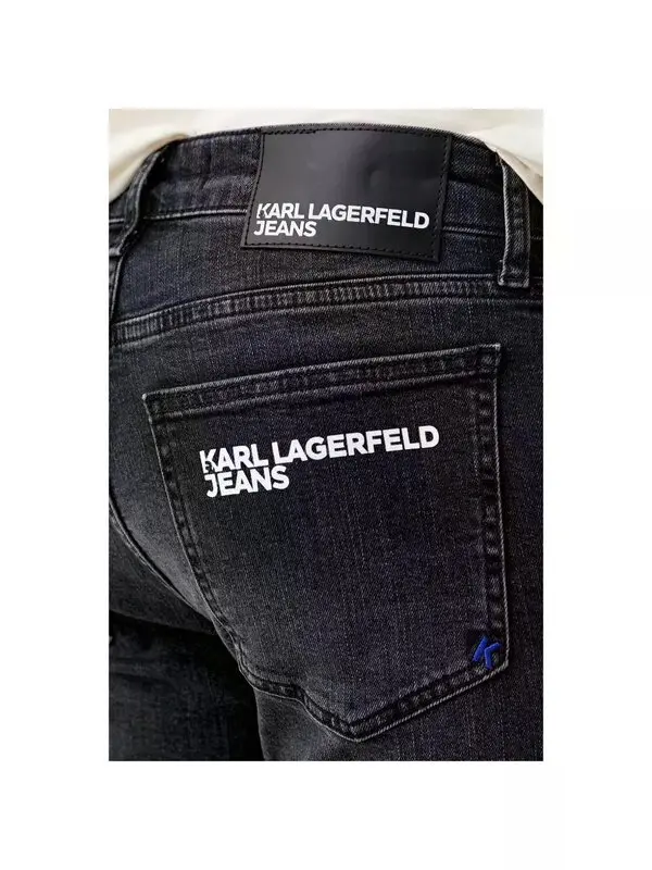 Karl Lagerfeld Logo-print Whiskered Slim-fit Jeans