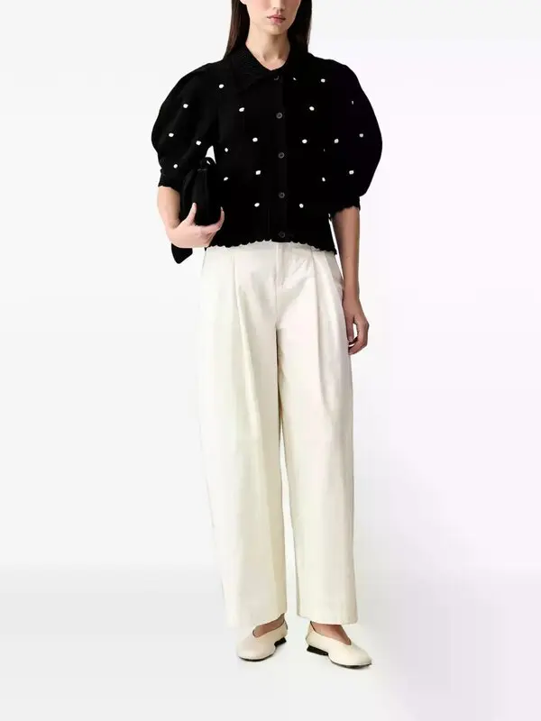 Stine Goya Polka-dot Puff-sleeve Cardigan - Black