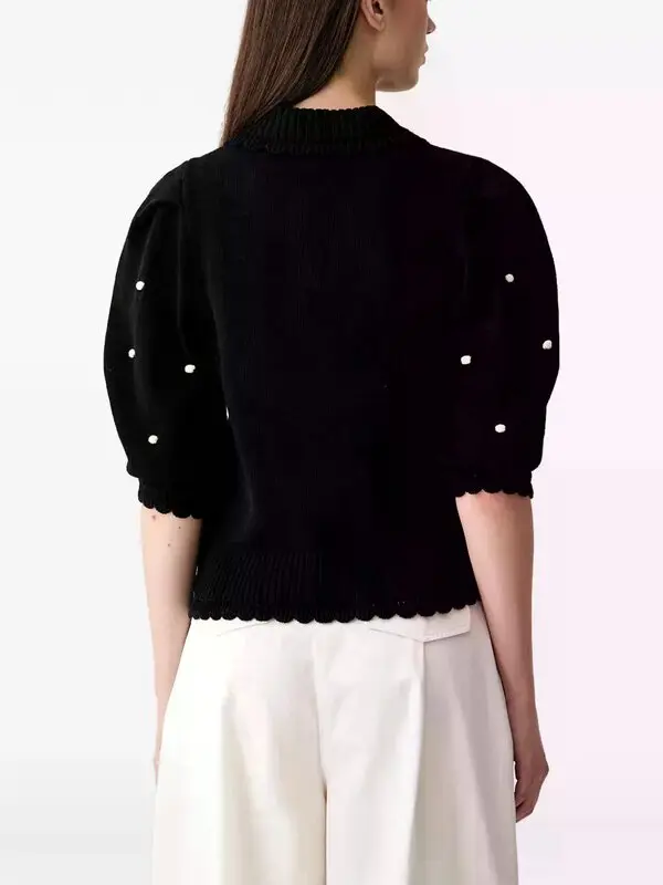 Stine Goya Polka-dot Puff-sleeve Cardigan