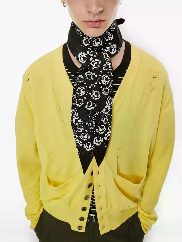 MASU Cravat Floral-print Tie - Yellow