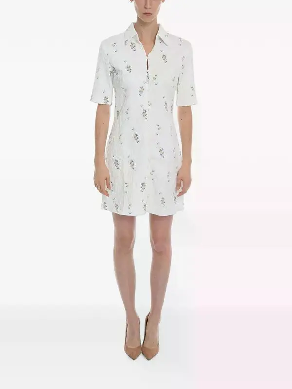 SAMSOE SAMSOE Mariah Floral-jacquard Mini Shirt Dress - White