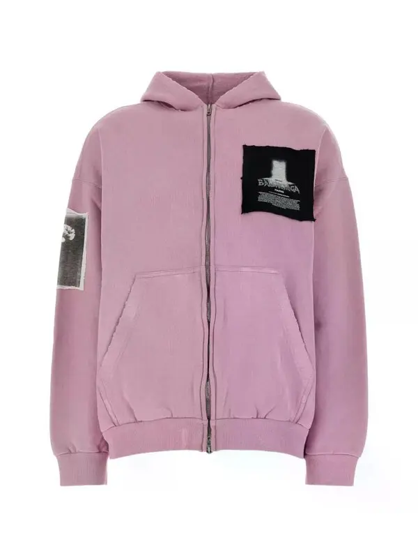 Balenciaga Patch-detail Zip-up Hoodie - Pink