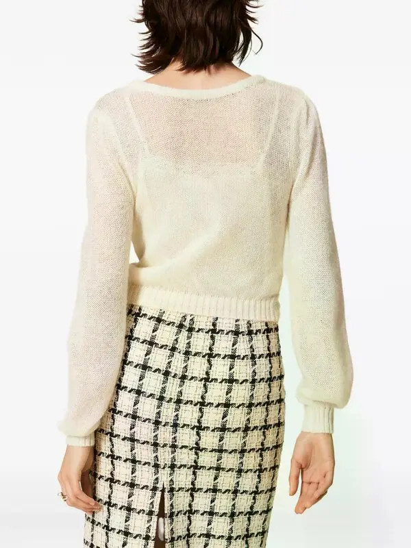 TWINSET Reversible Knit Shrug With Criss-cross Detail And Puff Sleeves - Neutrals