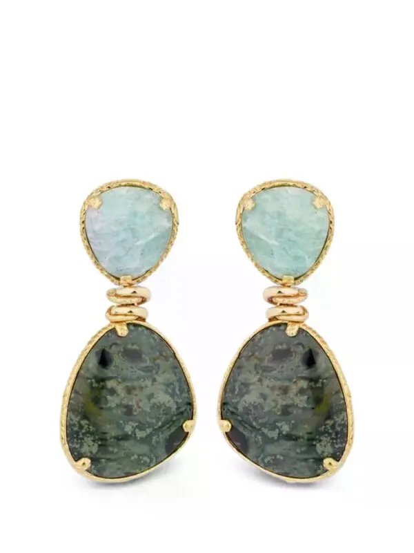 Gas Bijoux Silia Amazonite And Jasper Drop Earrings - Gold