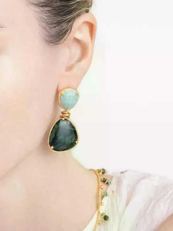 Gas Bijoux Silia Amazonite And Jasper Drop Earrings