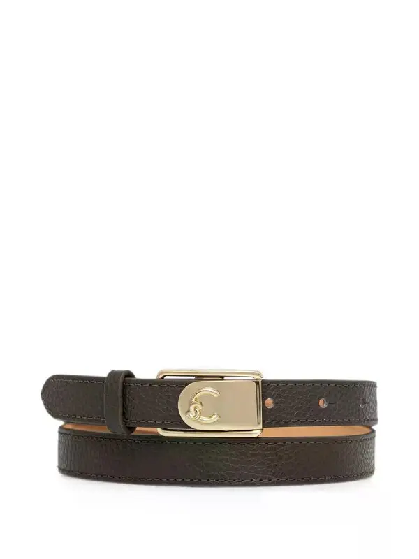 COCCINELLE Logo-plaque Grained Leather Belt - Brown