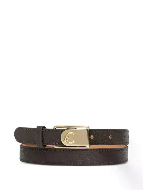 COCCINELLE Logo-plaque Grained Leather Belt - Brown