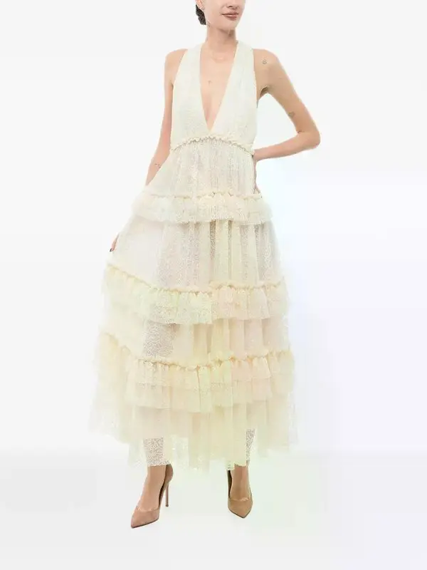 Philosophy Di Lorenzo Serafini Beige Lace Tiered Maxi Dress - Neutrals