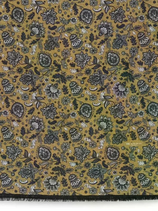 Kiton Floral-print Frayed-edge Scarf