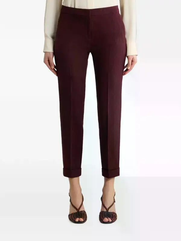 Etro Cropped Wool Jacquard Trousers With Medallion Motif