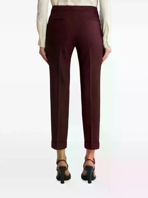 Etro Cropped Wool Jacquard Trousers With Medallion Motif