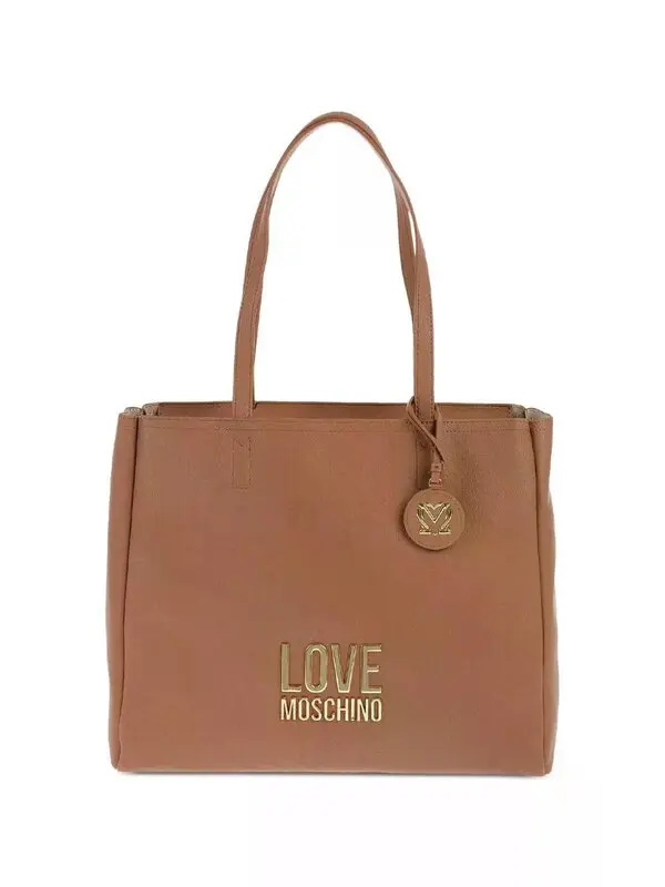 Moschino Plaque Shoulder Bag - Brown