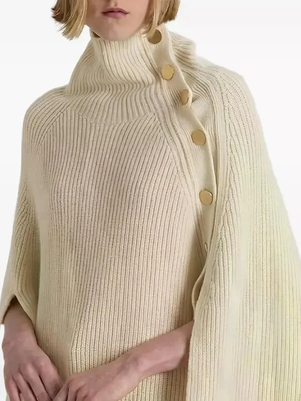 Alberta Ferretti Ribbed-knit Button-fastening Cape