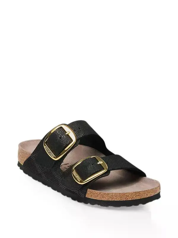 BIRKENSTOCK Arizona Snakeskin-effect Sandals With Gold-tone Hardware - Black