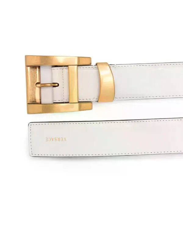 Versace Leather Belt With Gold-tone Hardware