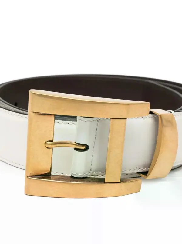 Versace Leather Belt With Gold-tone Hardware