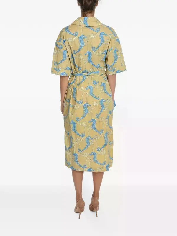 SAMSOE SAMSOE Malena Seahorse-print Midi Shirt Dress