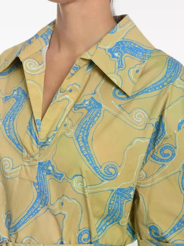 SAMSOE SAMSOE Malena Seahorse-print Midi Shirt Dress