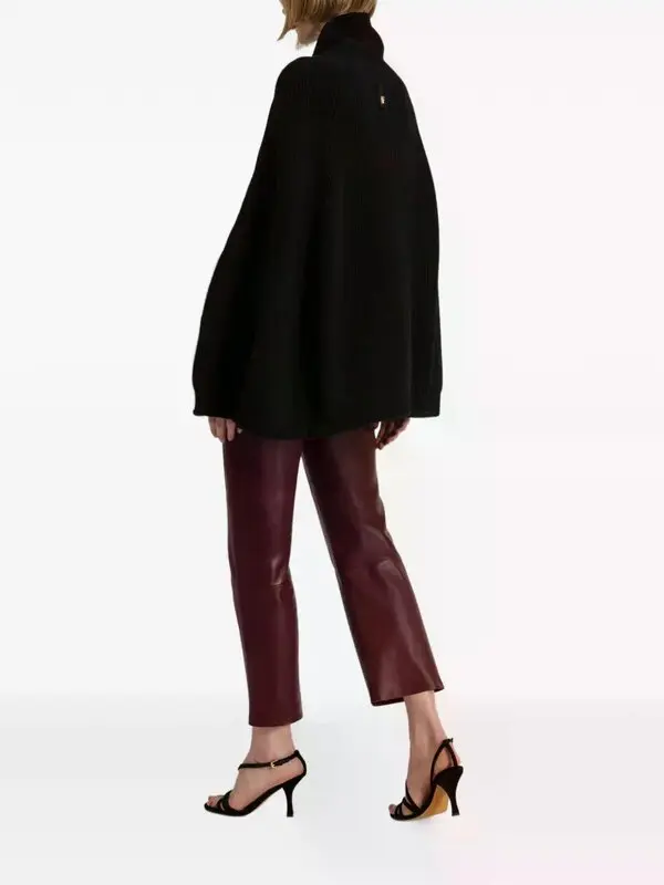 Alberta Ferretti Ribbed-knit Button-down Cape - Black