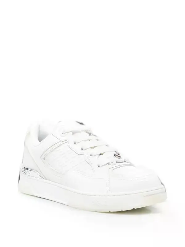 Versace Greca Embossed Leather Sneakers - White