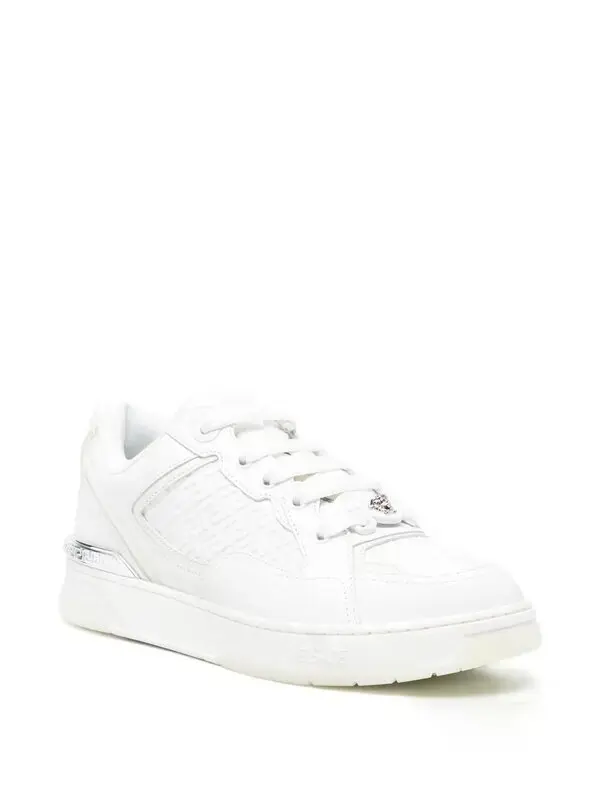 Versace Greca Embossed Leather Sneakers - White