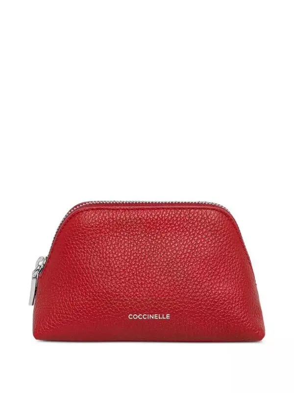 COCCINELLE Grained Leather Makeup Bag - Red