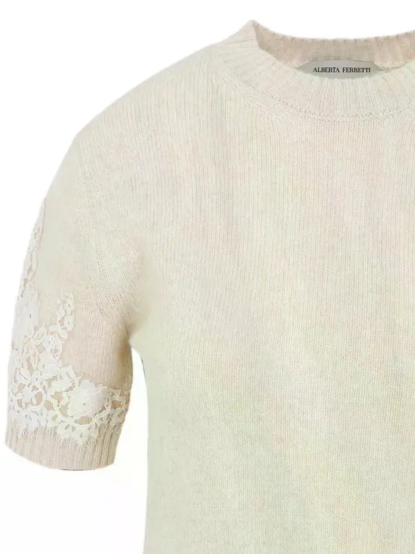 Alberta Ferretti Lace Trim Short Sleeve T-shirt