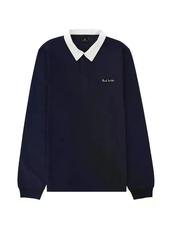 Paul Smith Logo-embroidered Contrast-collar Sweatshirt - Blue