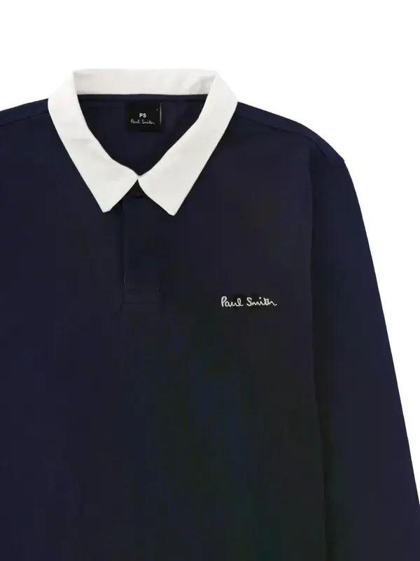 Paul Smith Logo-embroidered Contrast-collar Sweatshirt - Blue