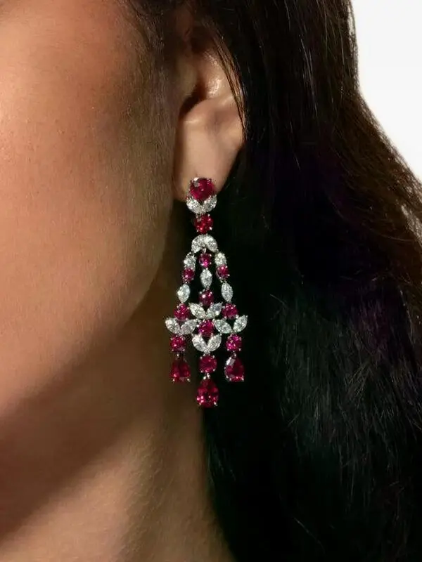 FANTASIA BY DESERIO Ruby Cubic Zirconia Chandelier Earrings