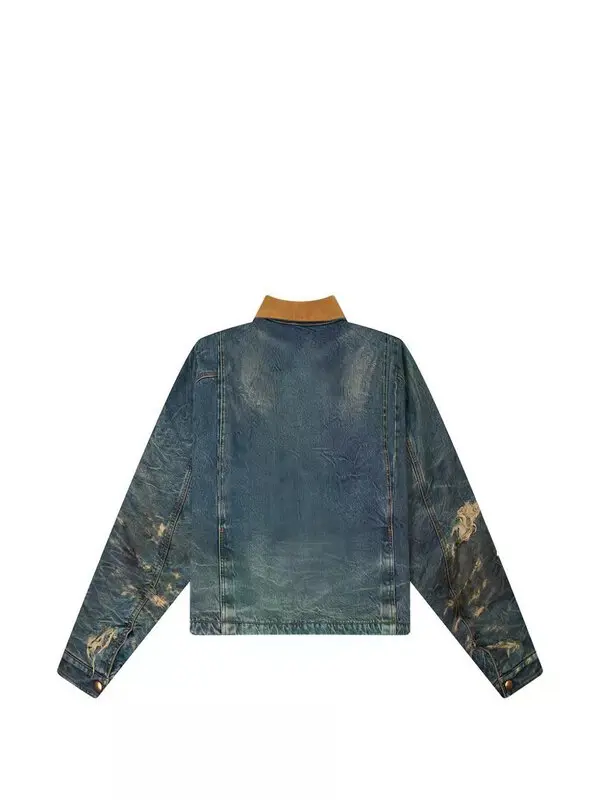 RRR123 Rivington Roi Rebis Distressed Corduroy-trimmed Denim Jacket