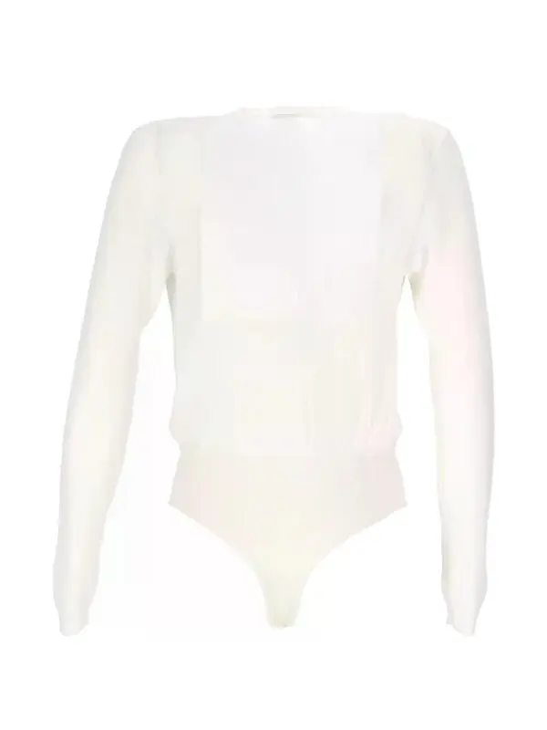 Elisabetta Franchi Ribbed-knit Wrap-style Bodysuit - White