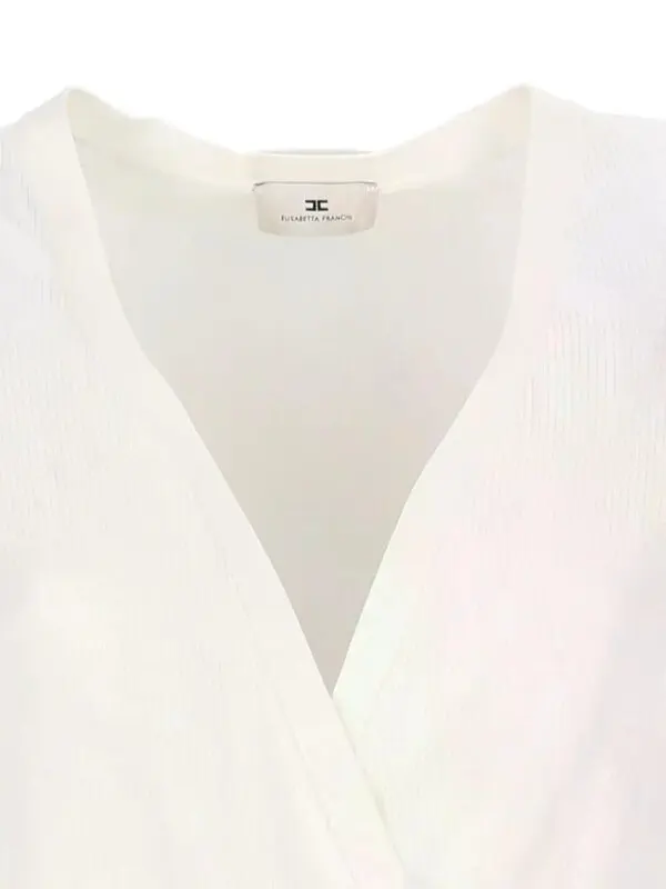 Elisabetta Franchi Ribbed-knit Wrap-style Bodysuit - White