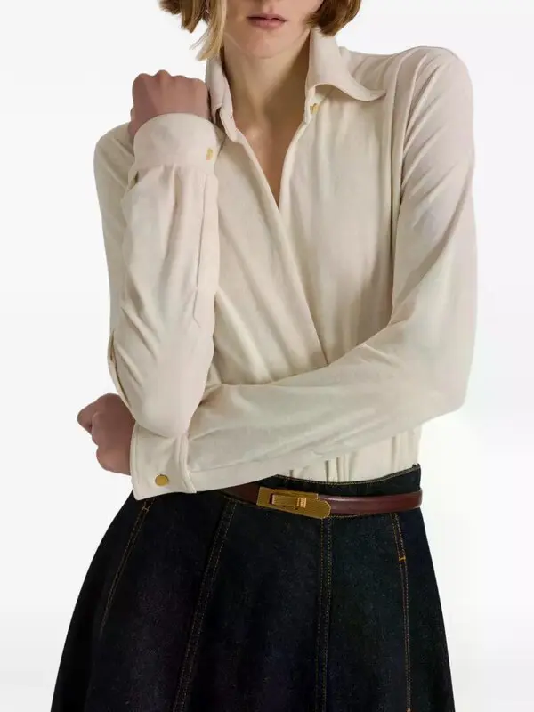Alberta Ferretti Wrap-design Spread-collar Bodysuit