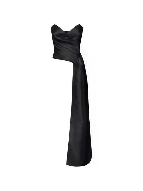Elisabetta Franchi Gazar Off-the-shoulder Top With Tail-like Panel - Black