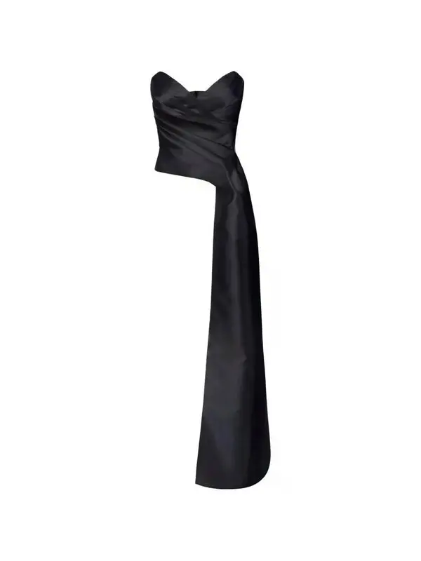 Elisabetta Franchi Gazar Off-the-shoulder Top With Tail-like Panel - Black