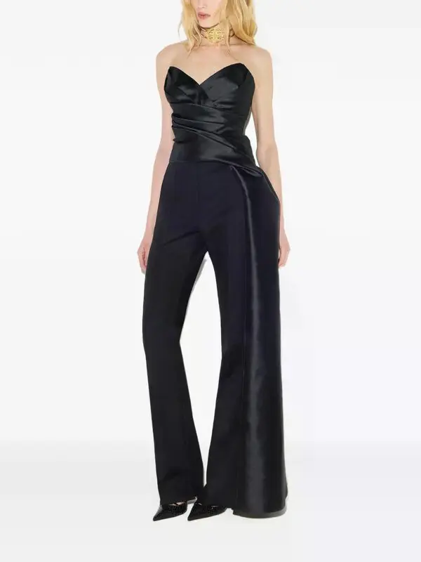 Elisabetta Franchi Gazar Off-the-shoulder Top With Tail-like Panel - Black