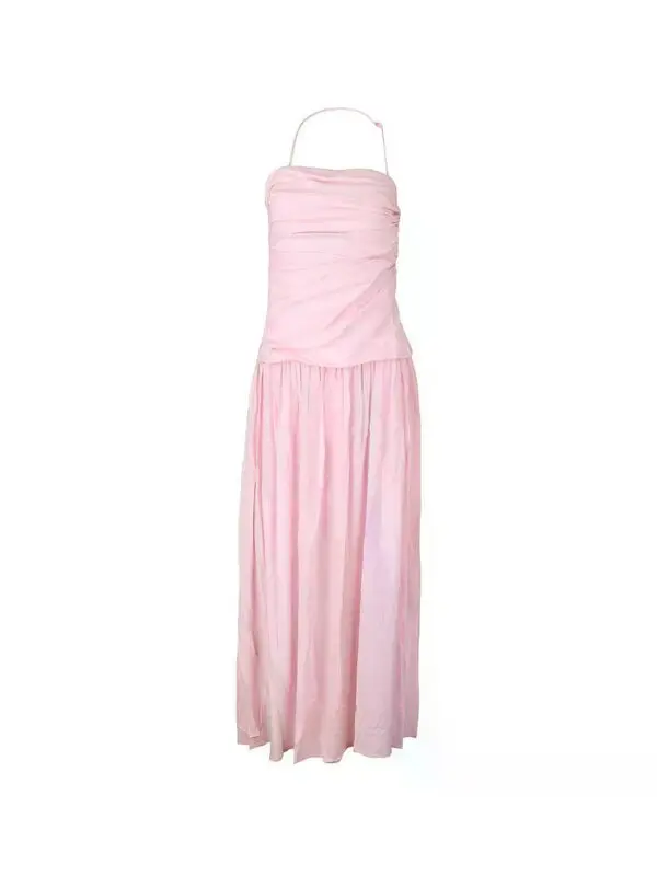 Faithfull The Brand Notte Ruched Halterneck Maxi Dress - Pink